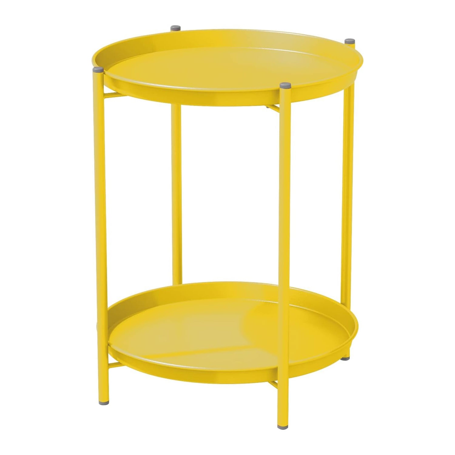 Decksplore Folding End Table 2-Tier Metal Round Side Table with ...