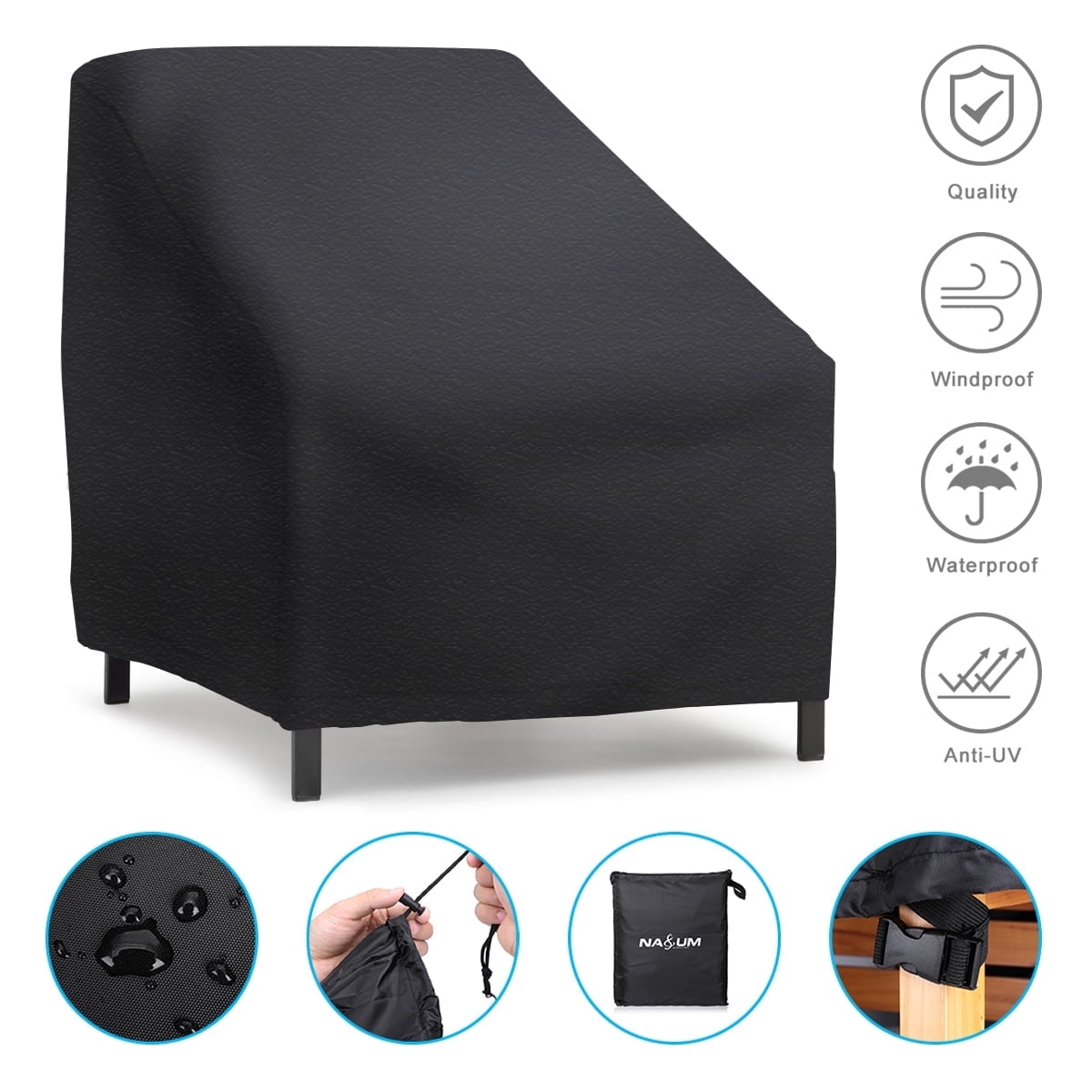 Weatherproof Patio Chair Cover, Anti-UV 420D Oxford Waterproof ...