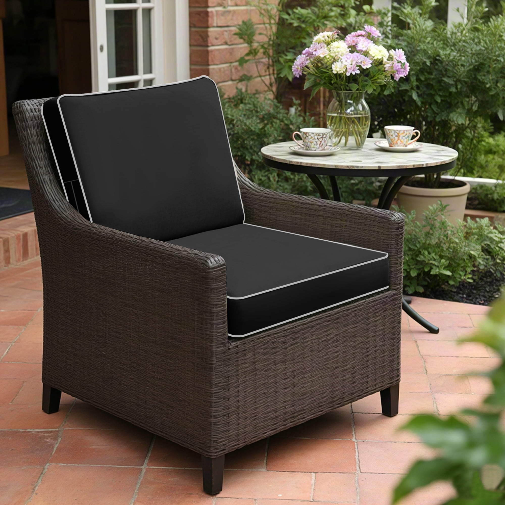 Patio Chair Cushion 24x24x4 Inch Outdoor Waterproof Seat Cushion Indoor ...