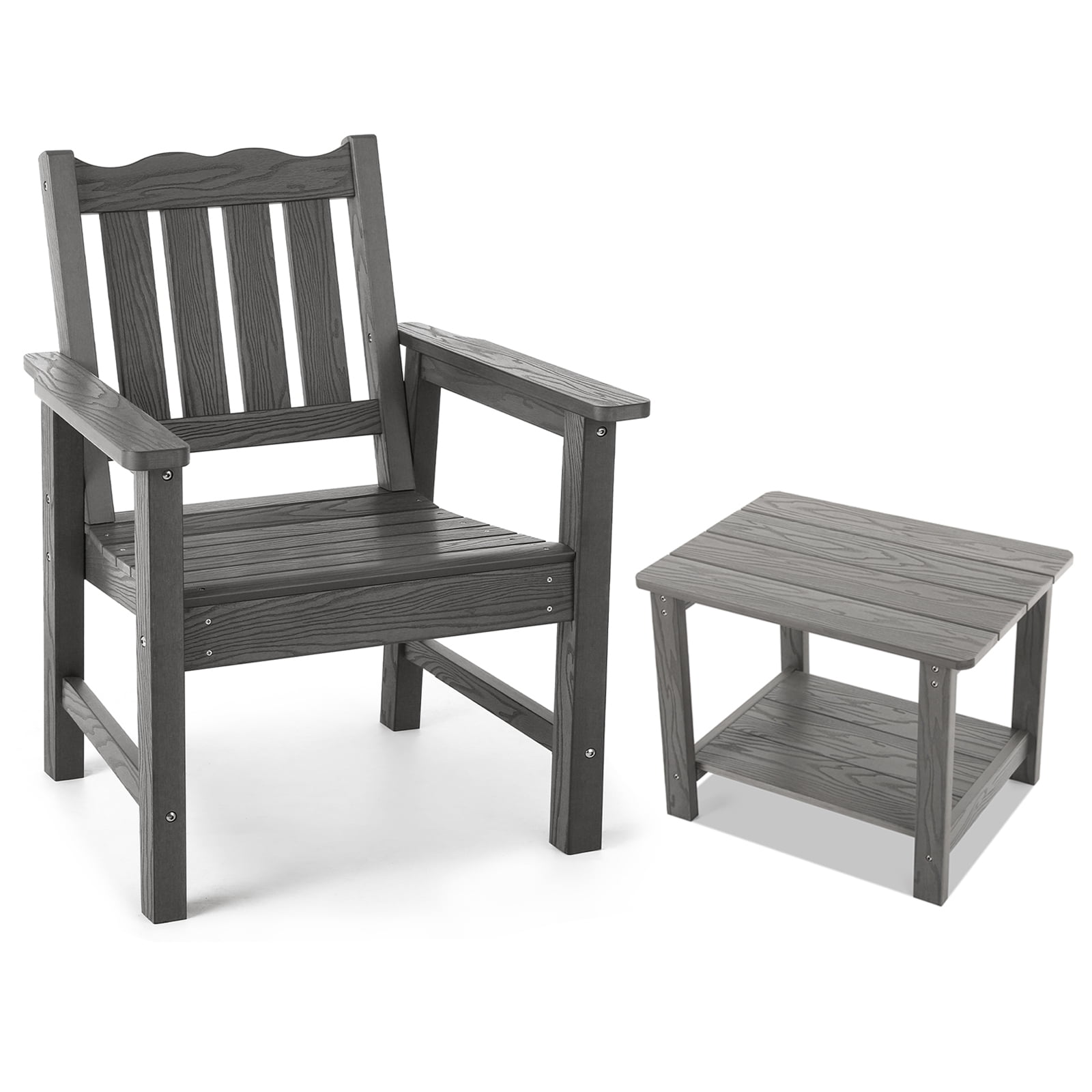 Patio Chair & Table Set, Garden Bistro Chairs with End Table, All ...