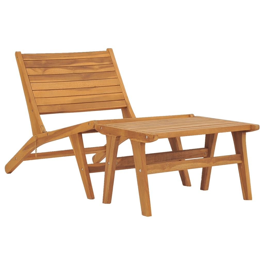 Patio Chair with Footrest Solid Teak Wood Brown - Walmart.com