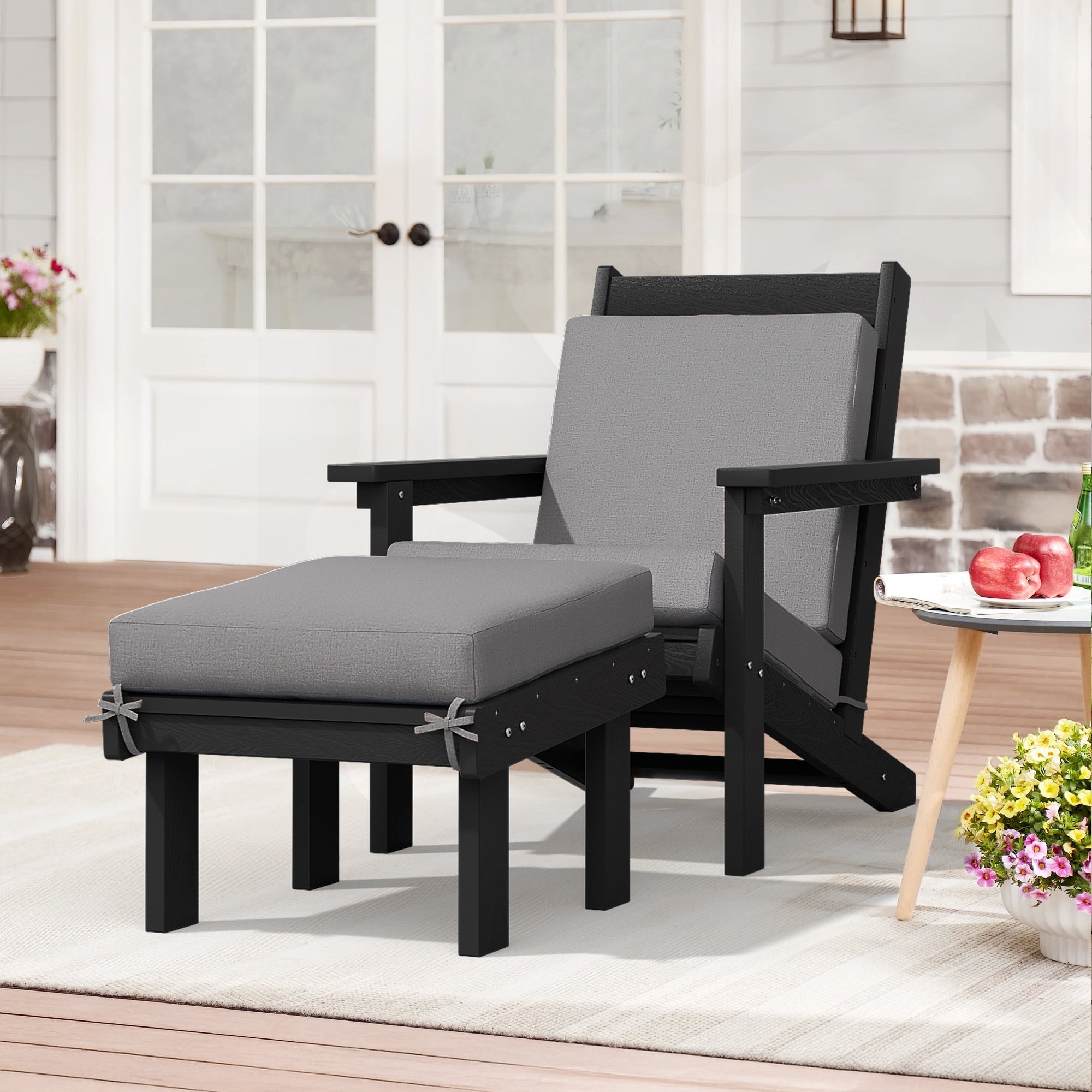 Patio Chair with Ottoman and Removable Cushions 2 -Piece Patio ...