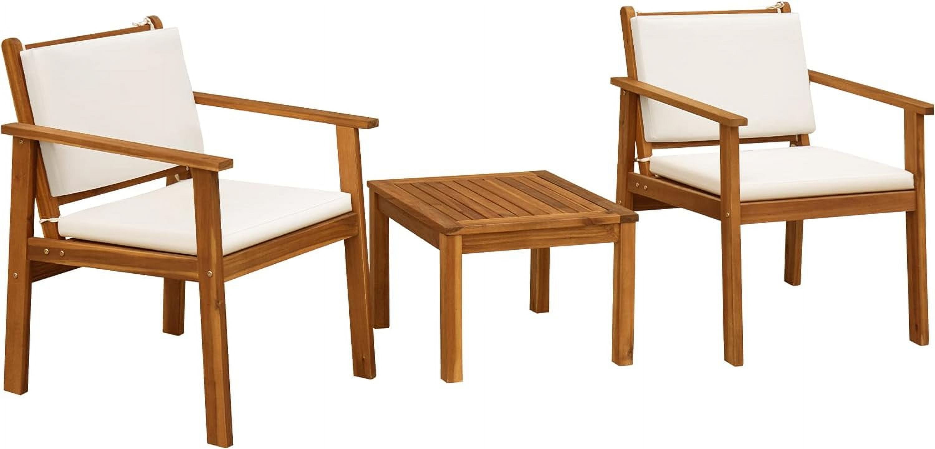 Patio Chairs 3 Piece Acacia Wood Patio Furniture with Coffee Table ...