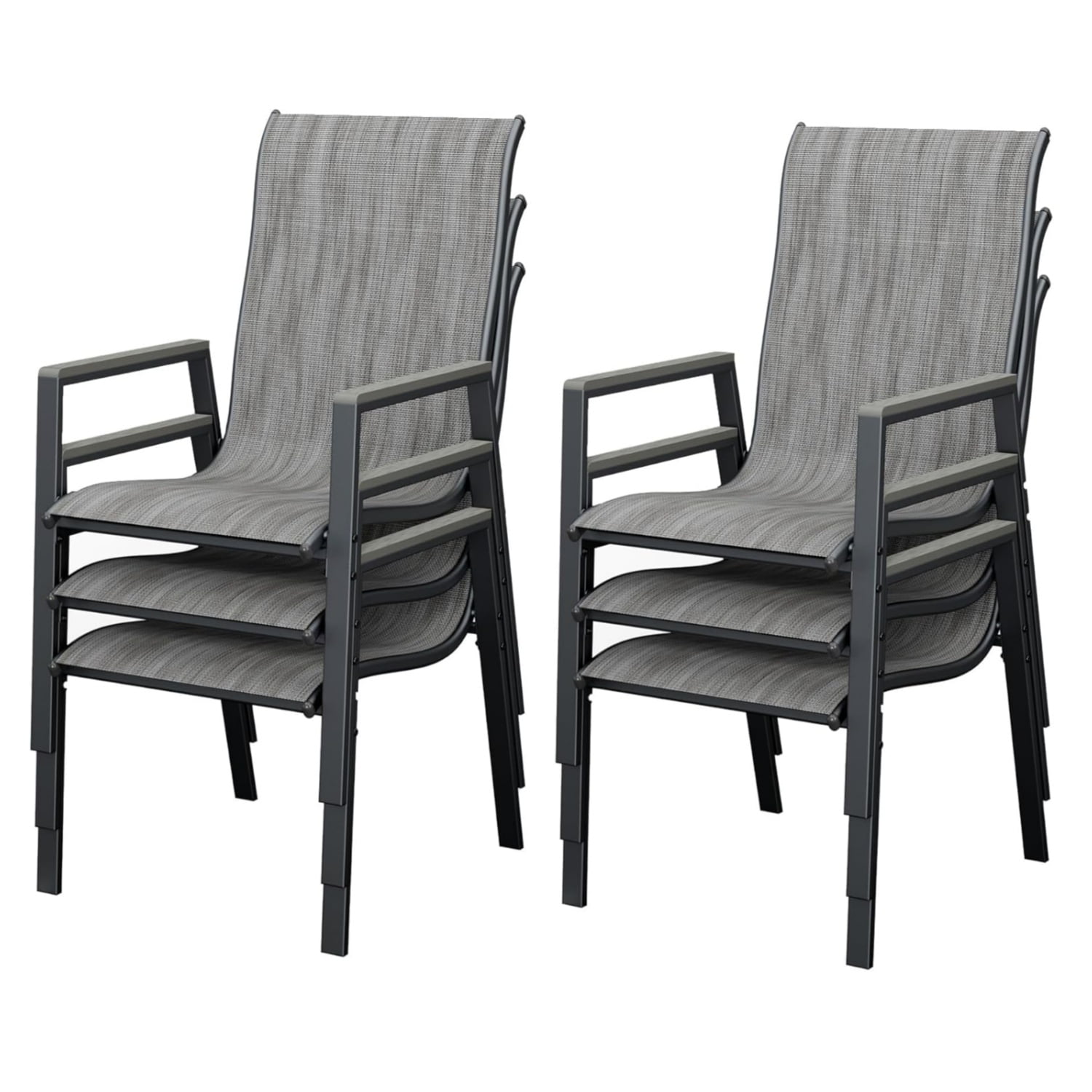 Patio Chairs Set of 2, 4, 6, Patio Outdoor Stackable Chairs with All ...