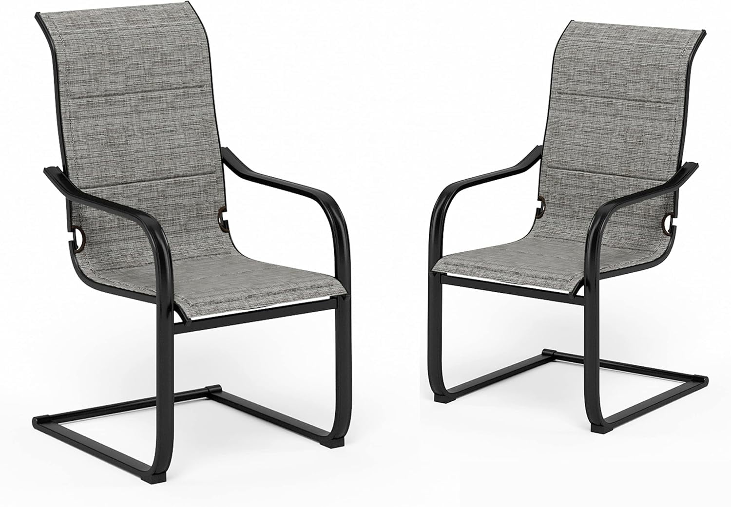 Patio Chairs Set of 2, High Back C-Spring Outdoor Dining Chair, All ...