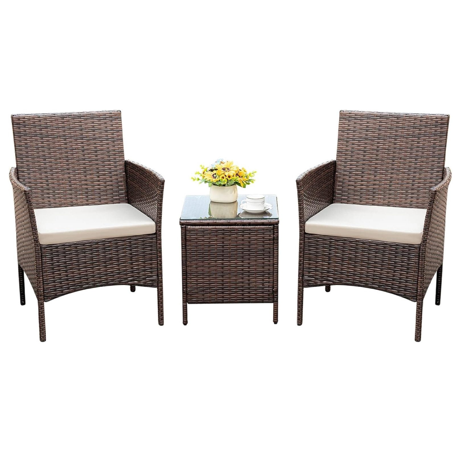 Patio Chairs Set of 2 Outdoor Front Porch Furniture Bistro Set 3 Piece ...