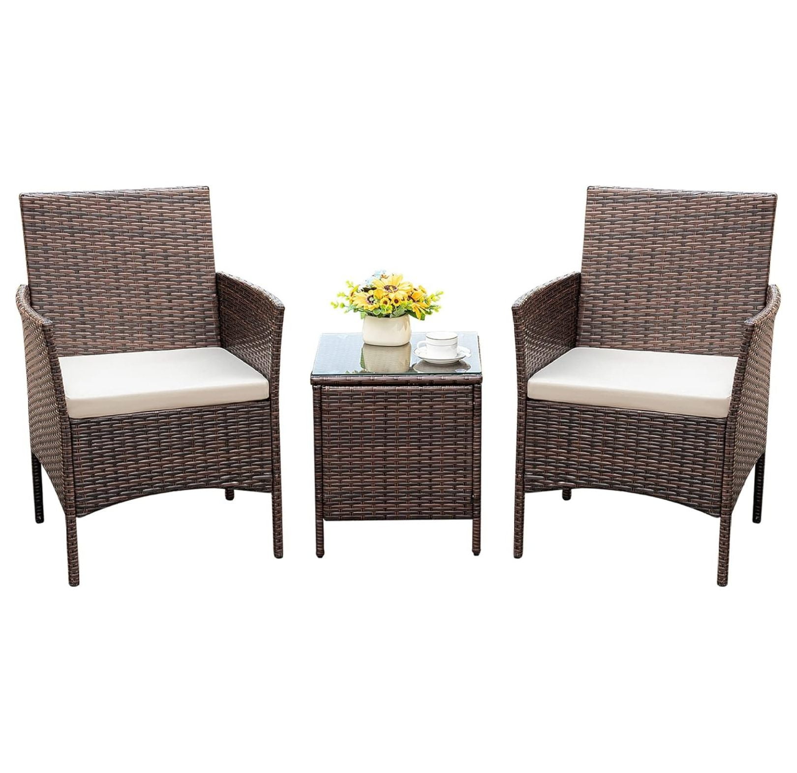Patio Chairs Set of 2 Outdoor Front Porch Furniture Bistro Set 3 Piece ...