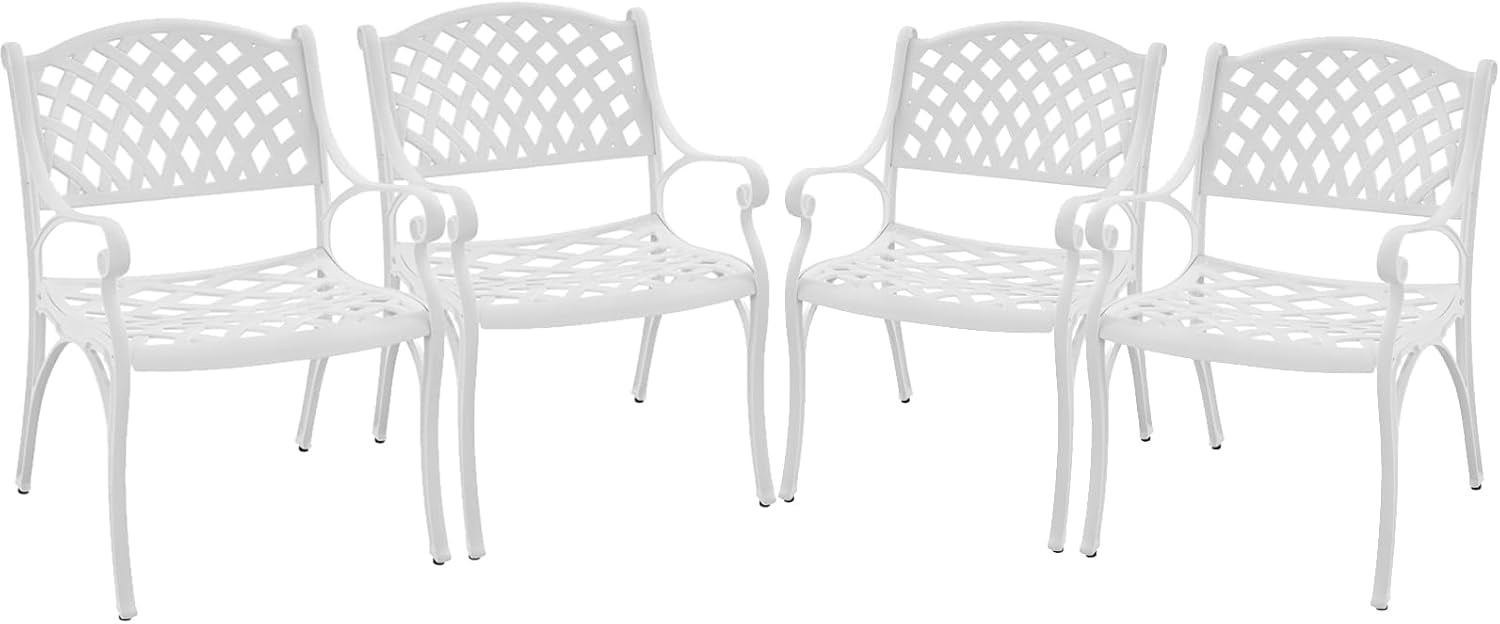 Patio Chairs Set 4 Pieces All Weather Bistro Dining Chair Set with ...