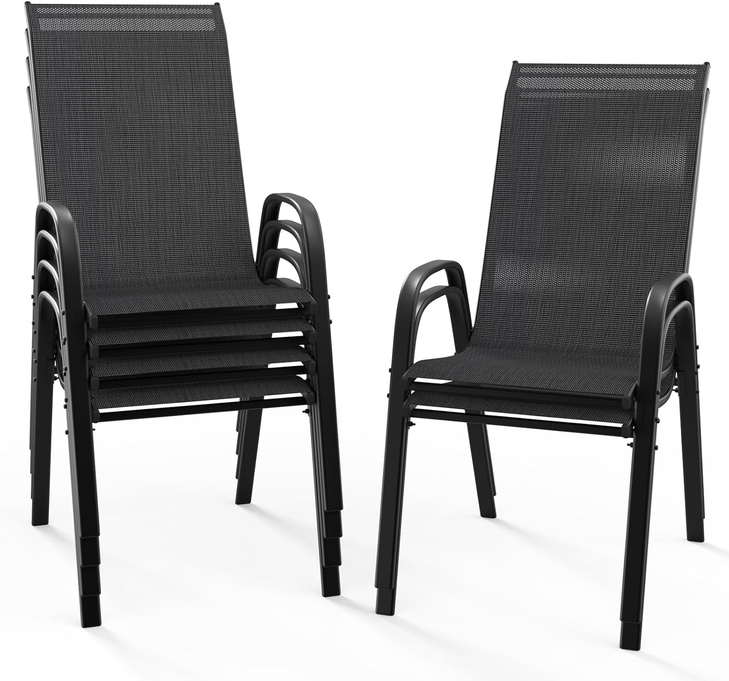 Patio Chairs Set of 4 – Stackable Outdoor Dining Chairs with ...