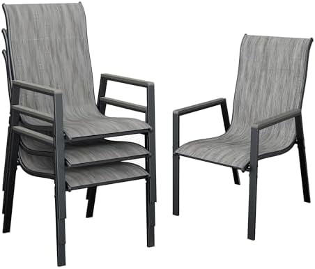 Patio Chairs Set of 4, Stackable Outdoor Dining Chairs with All Weather ...