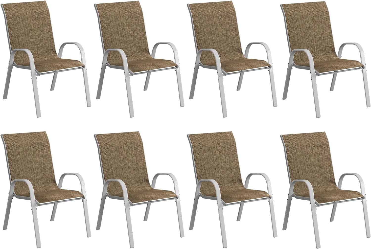 Patio Chairs Set of 8, Outdoor Stackable Dining Chairs for All Weather ...