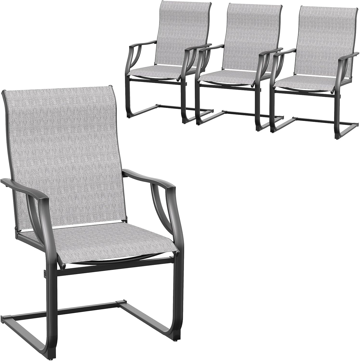 Patio Chairs Set of 4, Outdoor Porch Chairs for All Weather, Breathable ...