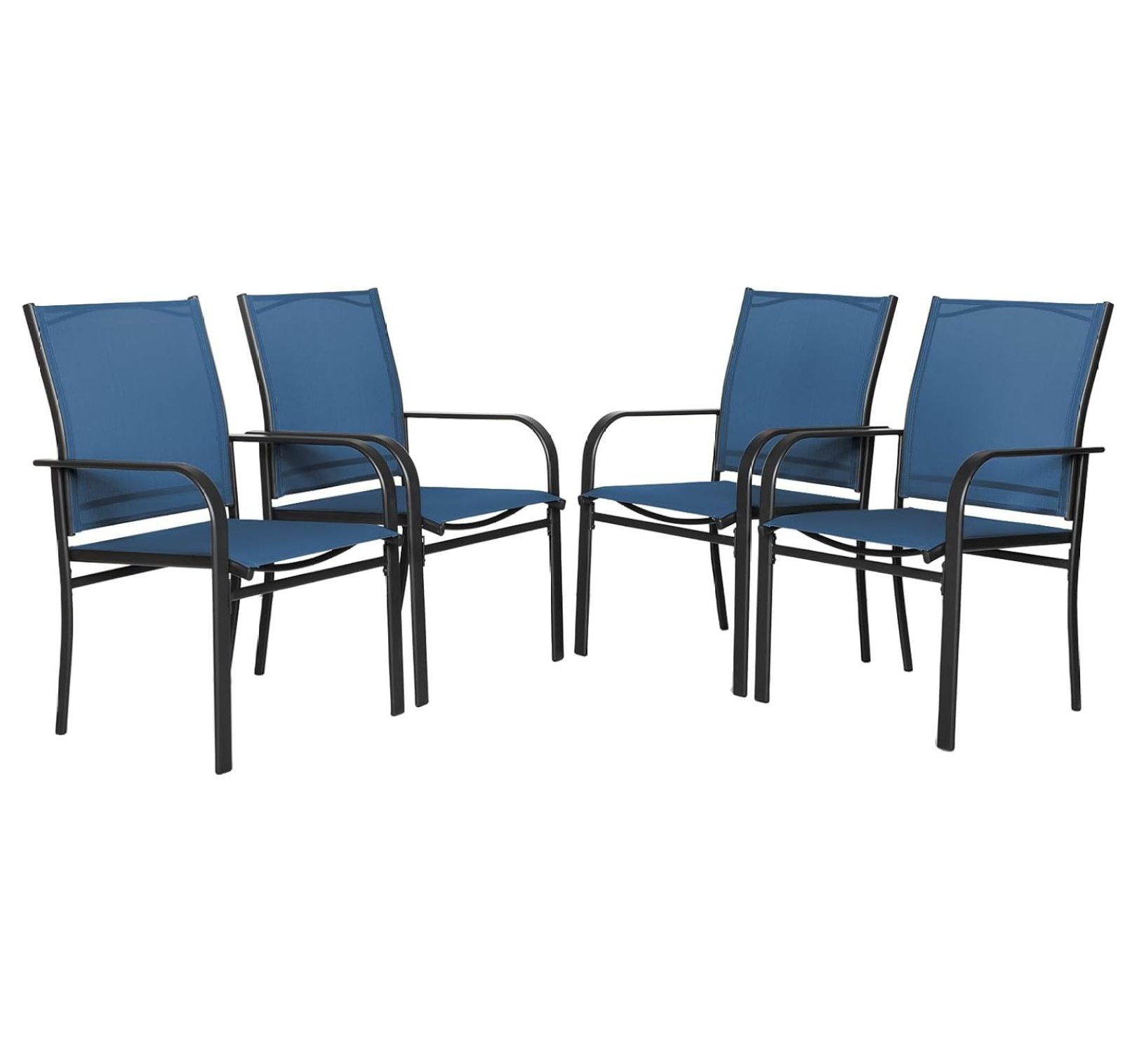 Patio Chairs Set of 4 with Textilene Fabric, Outdoor Dining Chairs Made ...