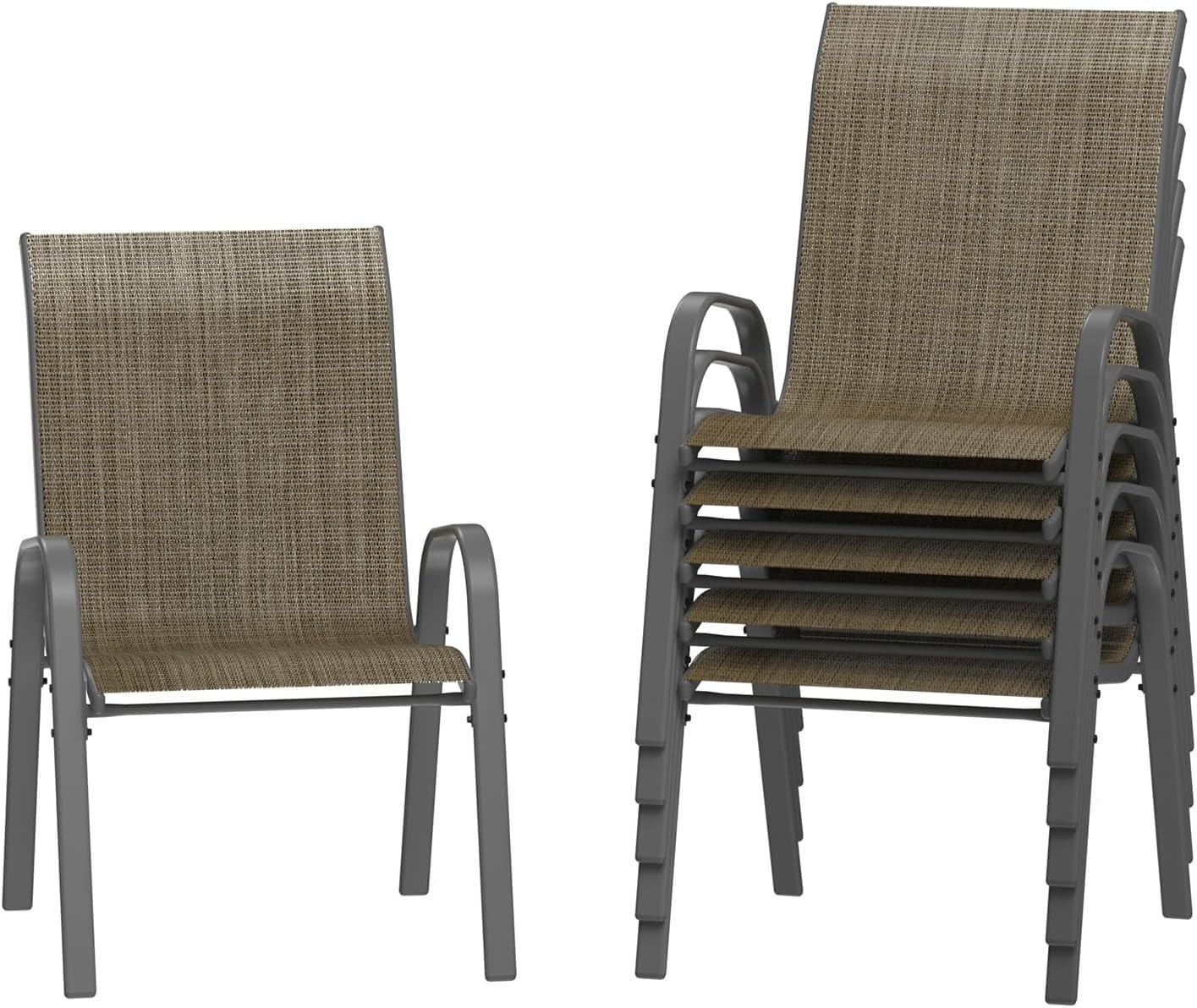 Patio Chairs Set of 6, Outdoor Stackable Dining Chairs for All Weather ...