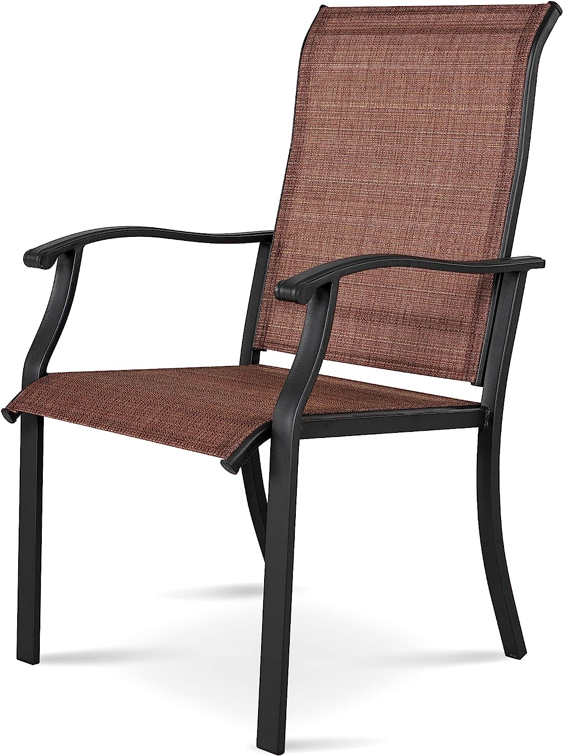 Patio Chairs Single Outdoor Dining Chair Textilene Fabric, Powder ...
