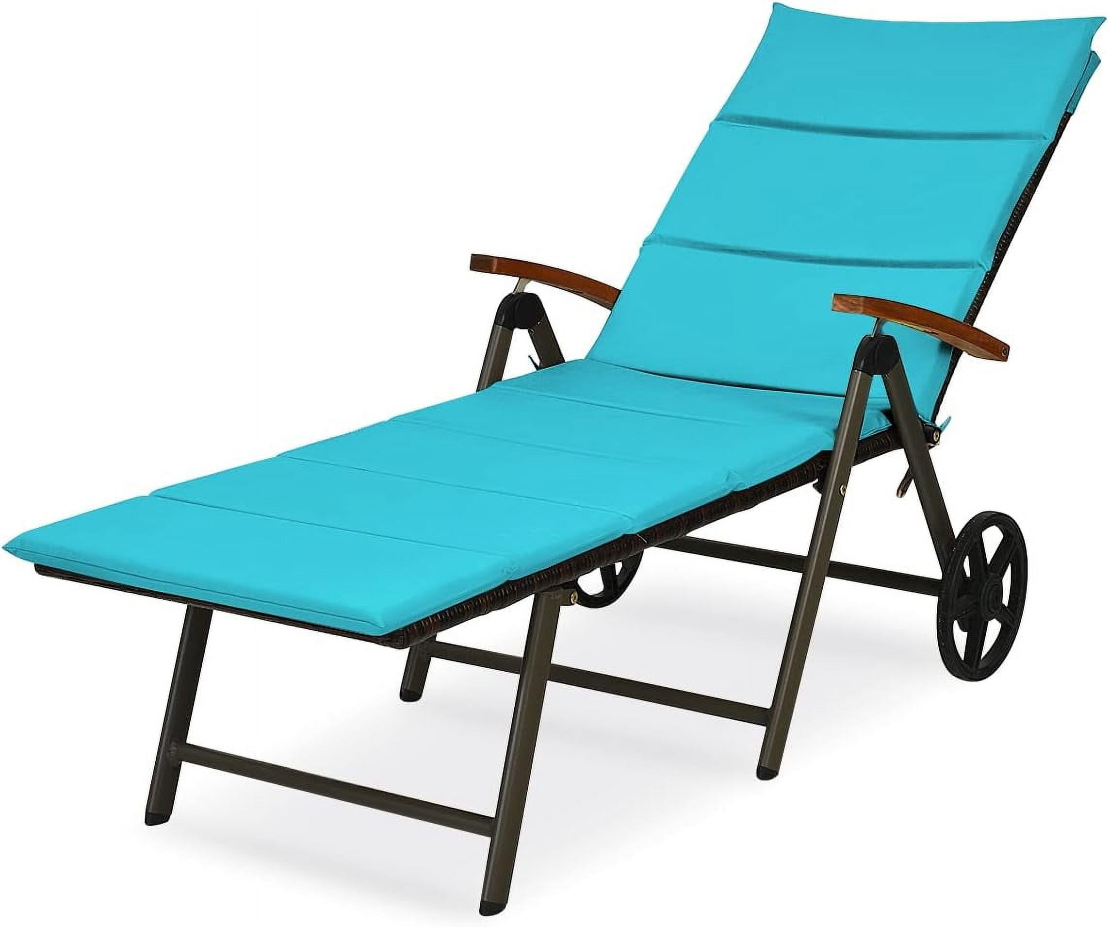 Patio Chaise Lounge, Adjustable Backrest, Soft Cushions, Folding ...