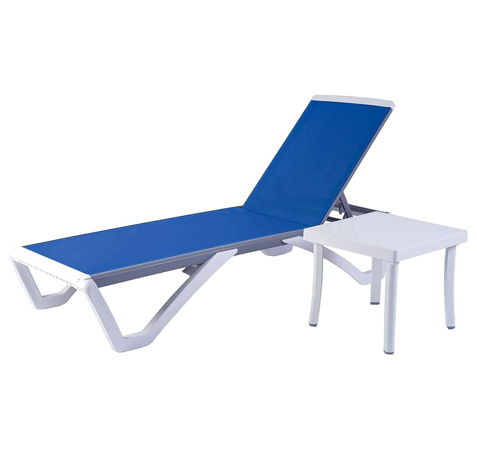 Patio Chaise Lounge Chair - Full Flat Alumium & Resin Legs, Outdoor ...
