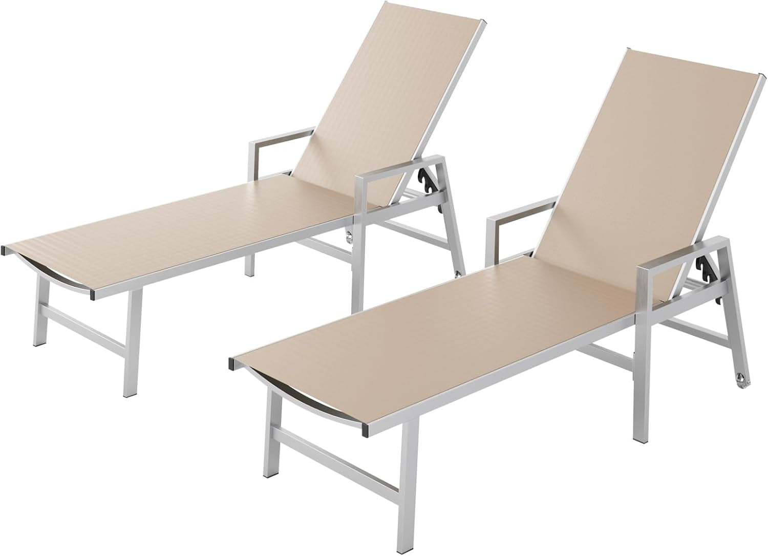 Patio Chaise Lounge Chair Outdoor with Wheels&Armrests, Aluminum Pool Lounge Chairs Set of 2 ...