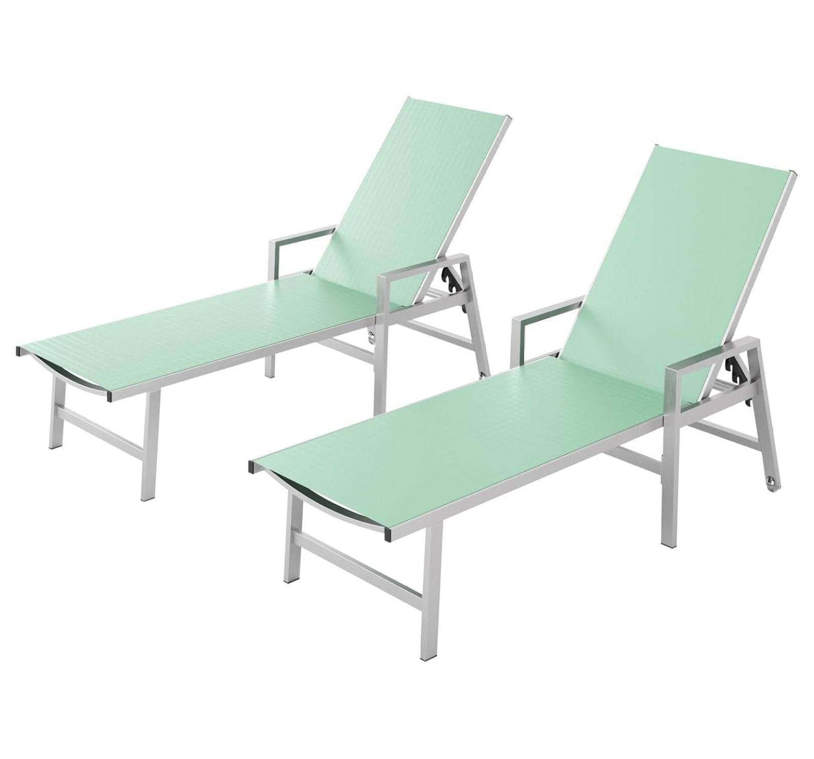 Patio Chaise Lounge Chair Outdoor with Wheels&Armrests, Aluminum Pool ...