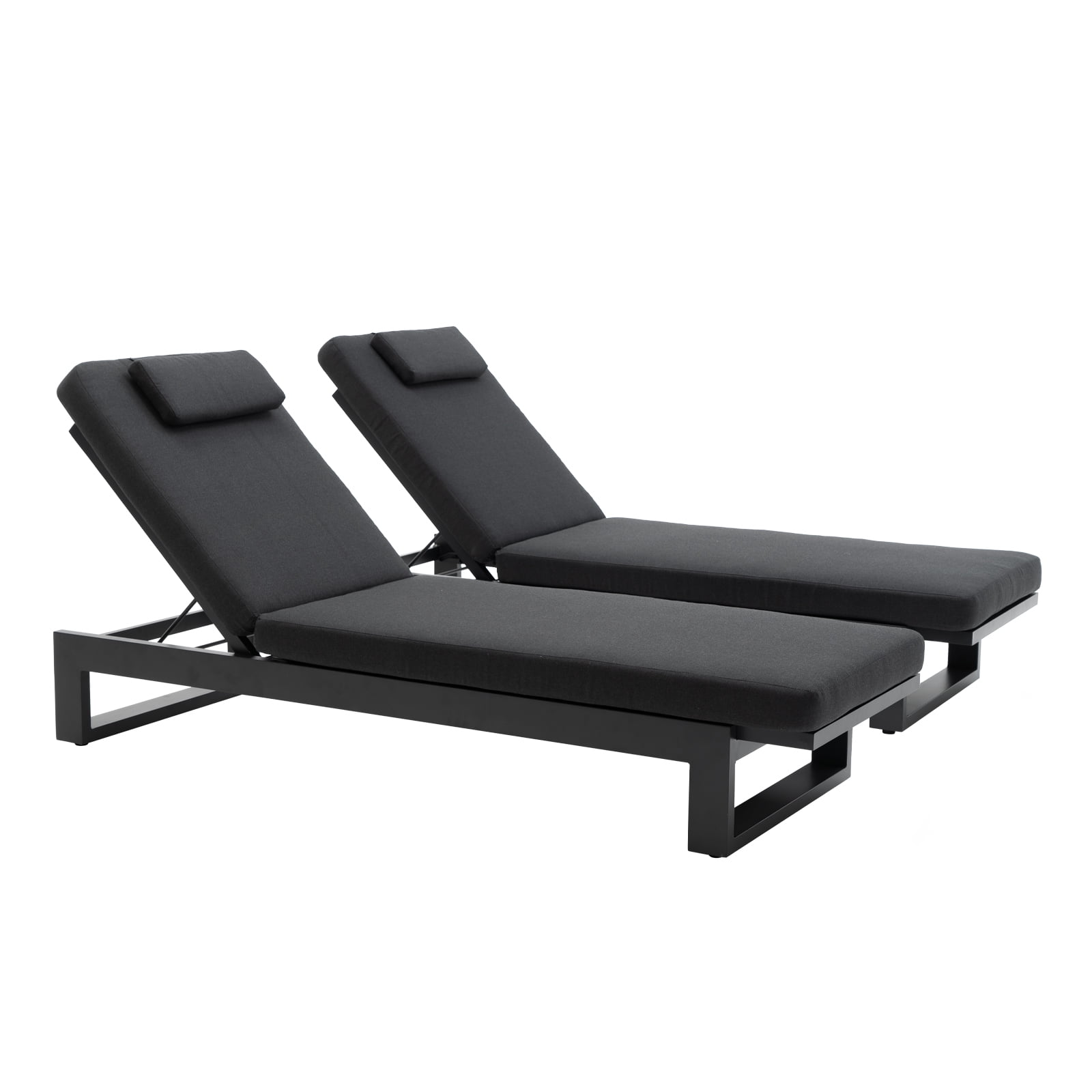 Patio Chaise Lounge Chair Set of 2 Outdoor 5 Adjustable Position ...
