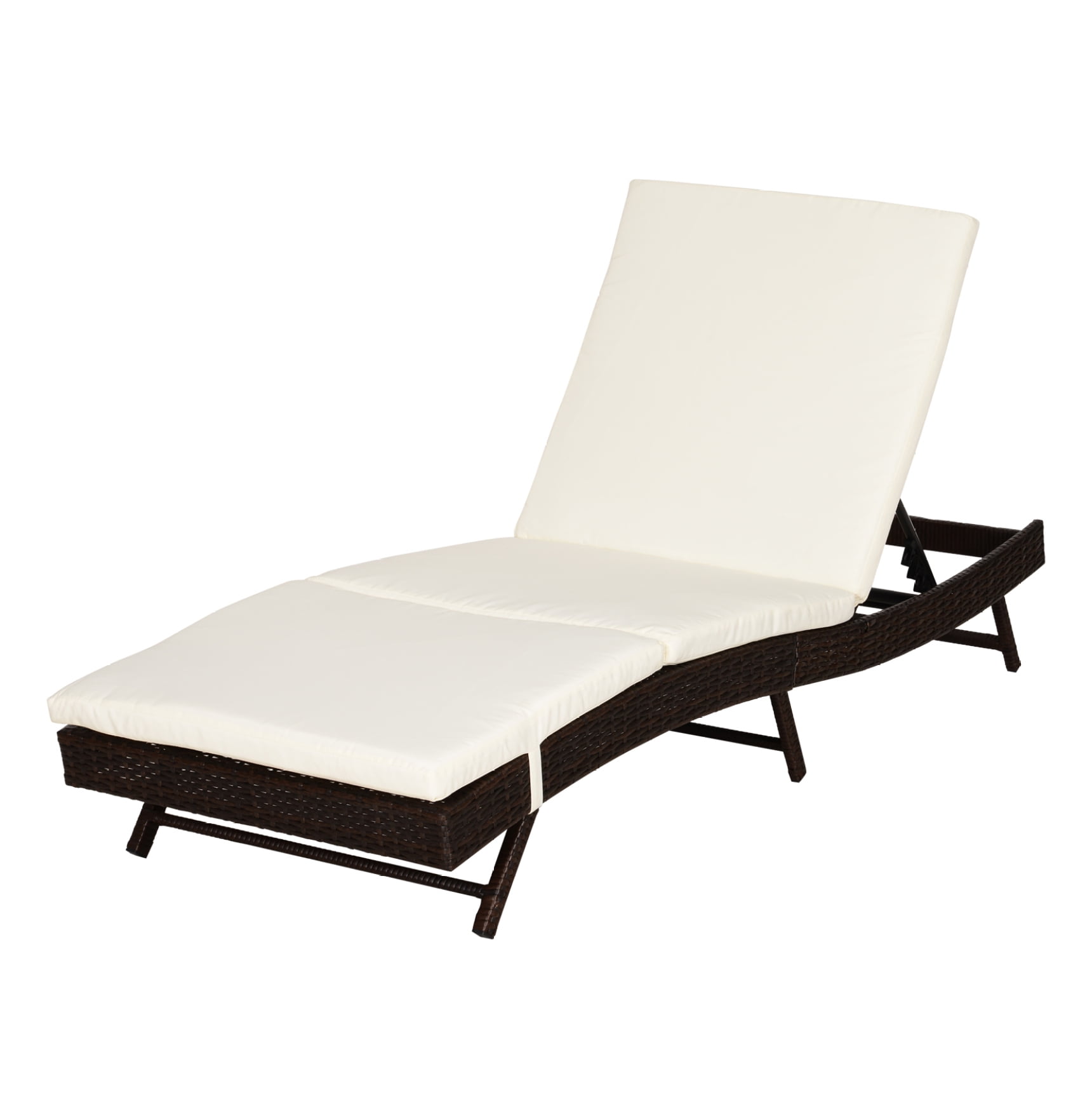 Patio Chaise Lounge, Outdoor Rattan Wicker Chair with Adjustable ...