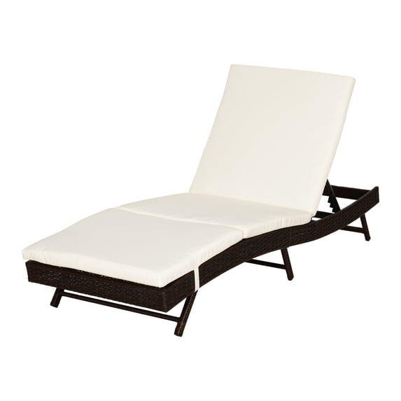Patio Chaise Lounge, Outdoor Rattan Wicker Chair with Adjustable ...