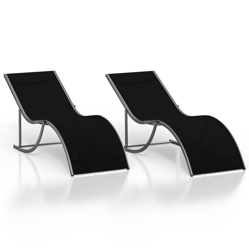 Patio Chaise Lounge Set of 2 - Outdoor Pool Lounge Chair Beach ...