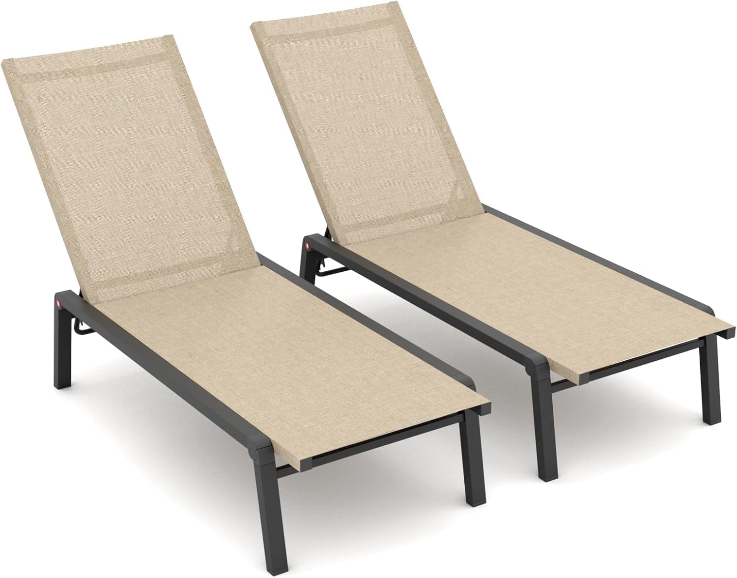 Patio Chaise Lounge Set of 2 with 4 Adjustable Backrest, Foldable ...