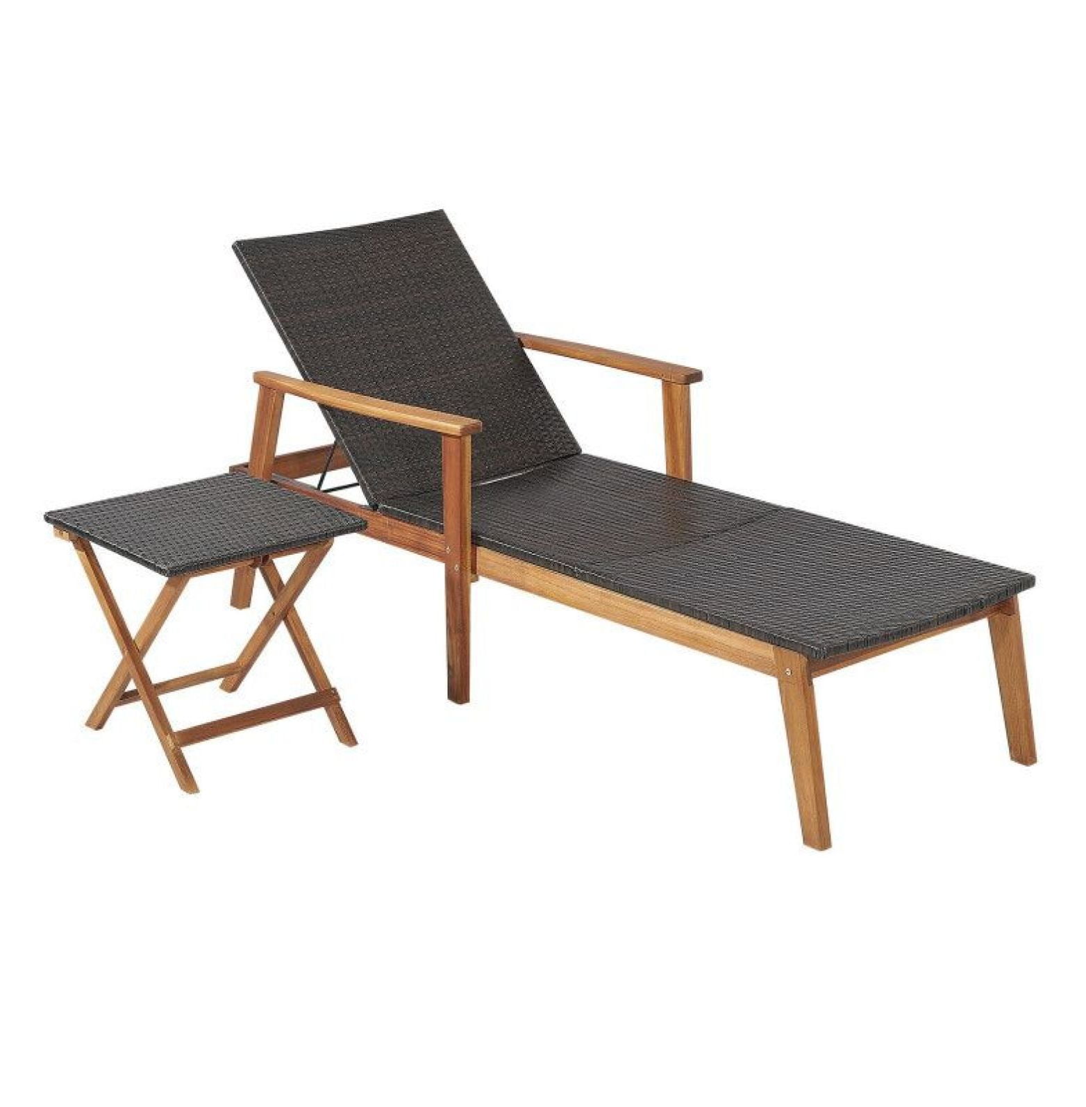 Patio Chaise Lounge Set of 2 with Table, 4-Level Adjustable Recliner ...
