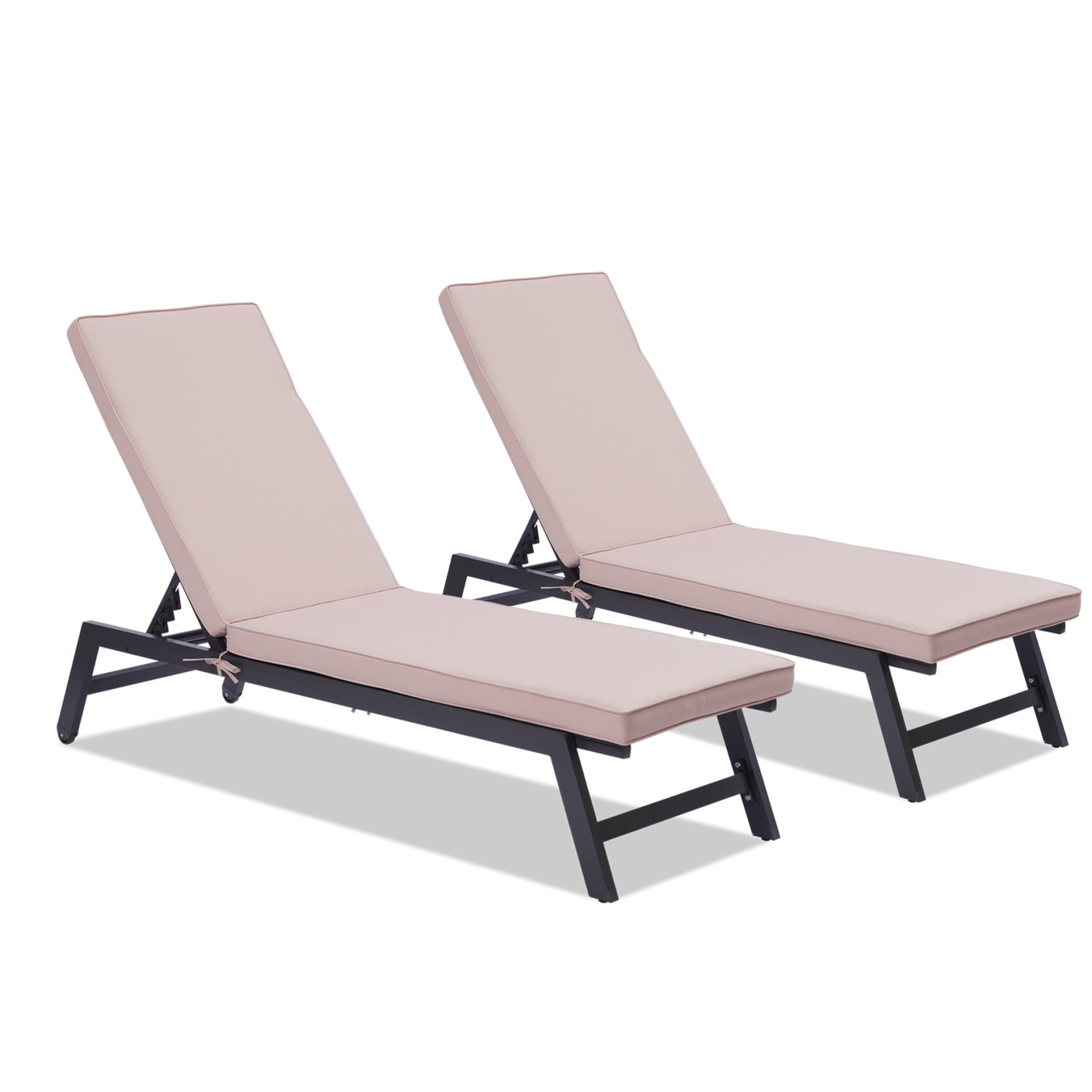Patio Chaise Lounges, Set of 2 Portable Patio Furniture Chaise Lounge ...