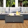 Patio Coffee Table, Large Outdoor Side Table, Hand-Woven PE Rattan ...