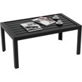 Patio Coffee Table, Rectangle Outdoor Side Table with Steel Frame and ...