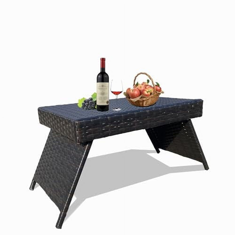 Patio Coffee Tables Outdoor Side Tables Wicker Foldable Coffee Table ...