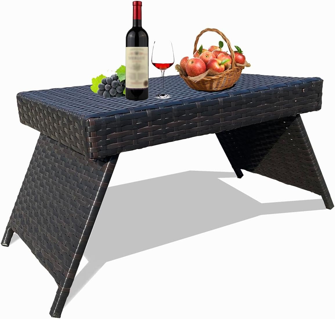 Patio Coffee Tables Outdoor Side Tables Wicker Foldable Coffee Table ...