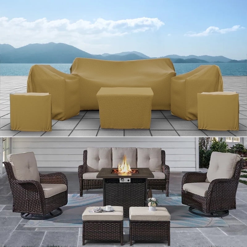 Patio Conversation Set Cover for 5-Person Outdoor Seating Group, Water ...