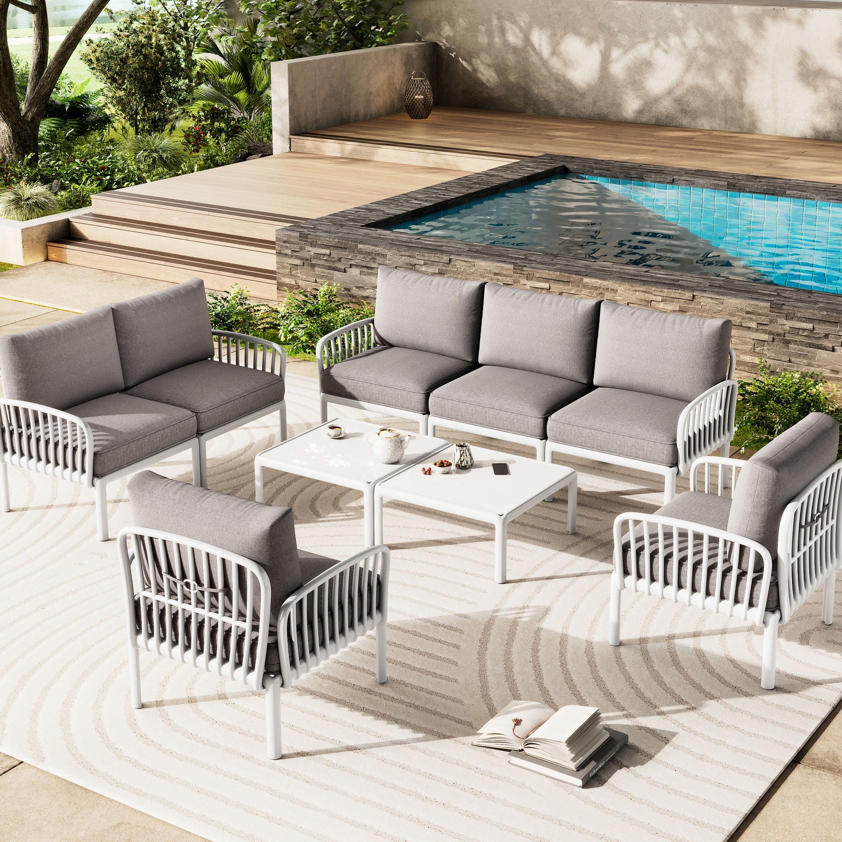 Patio Conversation Set with Deep Seating | Modular Configuration for ...