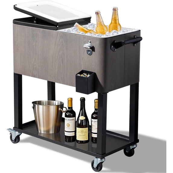 Patio Cooler with Bottler Opener, 80 Quart Backyard Party Outdoor ...