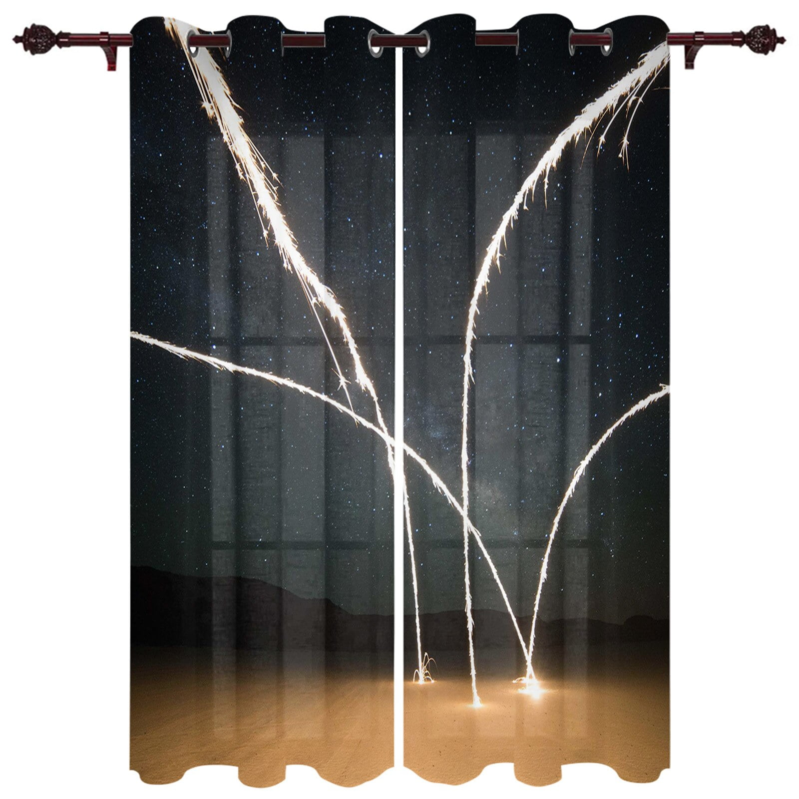 Patio Curtain Desert Starry Sky Valley Kitchen Curtains In The Modern ...