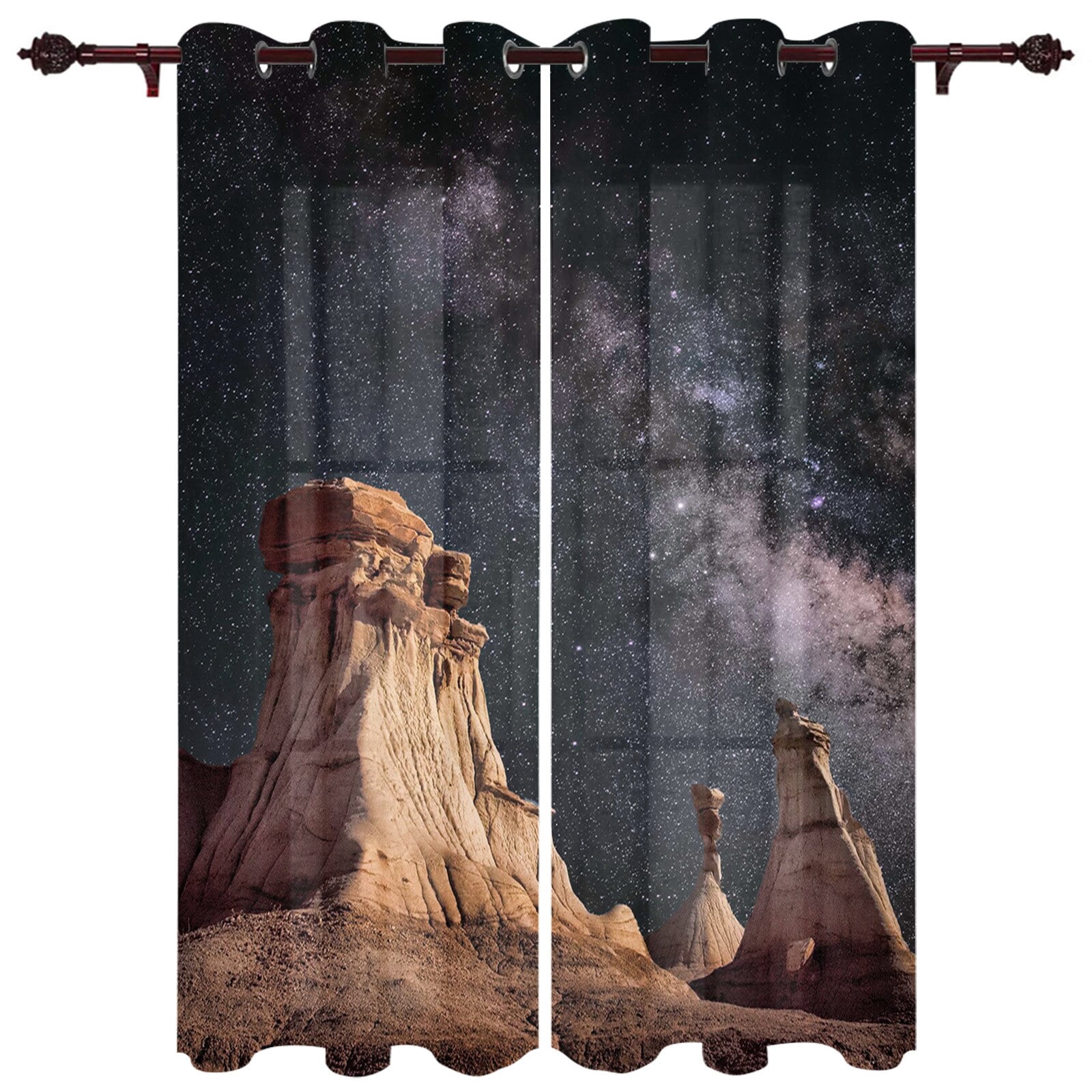 Patio Curtain Desert Starry Sky Valley Kitchen Curtains In The Modern ...