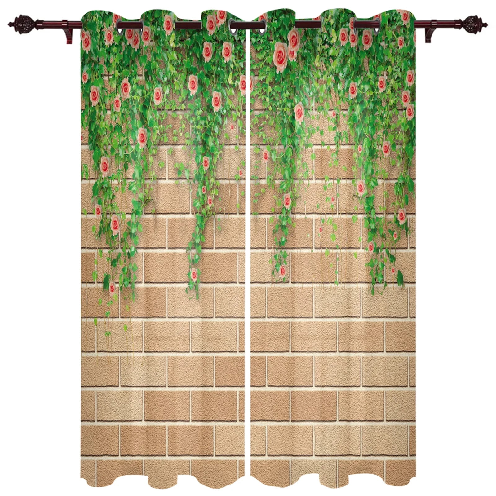 Patio Curtain Red Brick Retro Indoor Living Room Bedroom Kitchen ...