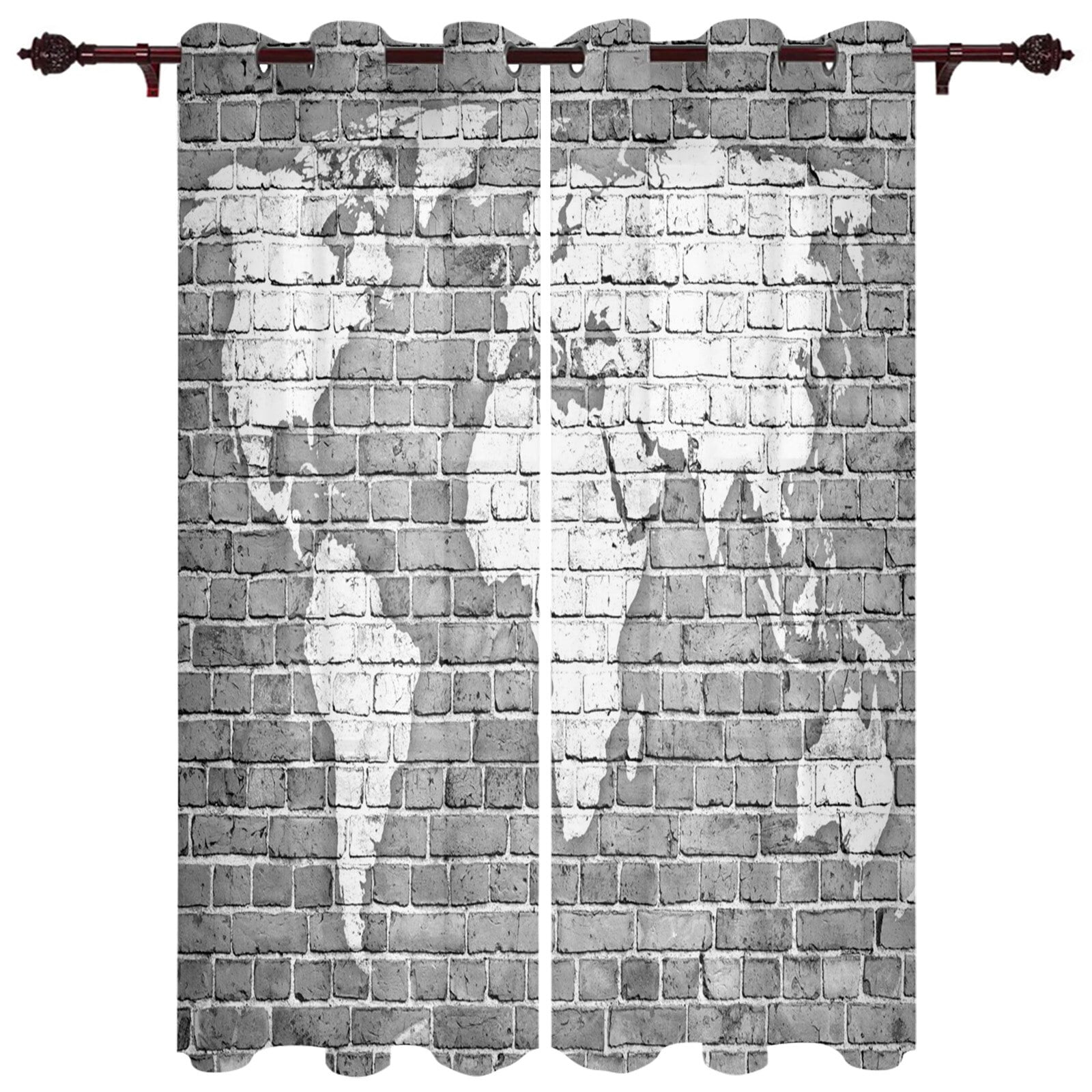Patio Curtain Red Brick Retro Indoor Living Room Bedroom Kitchen ...