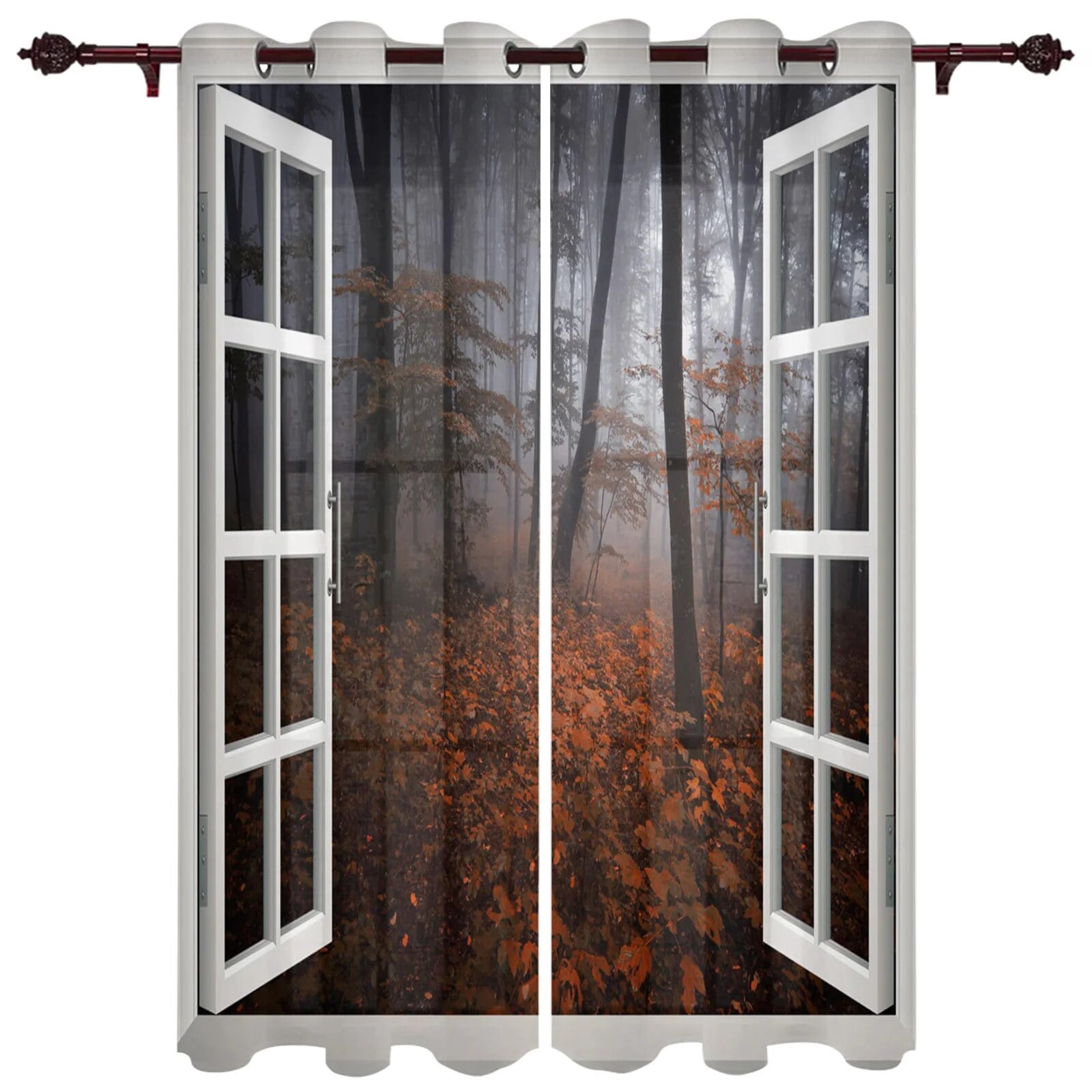 Patio Curtain Window Forest Fog Indoor Living Room Bedroom Kitchen ...