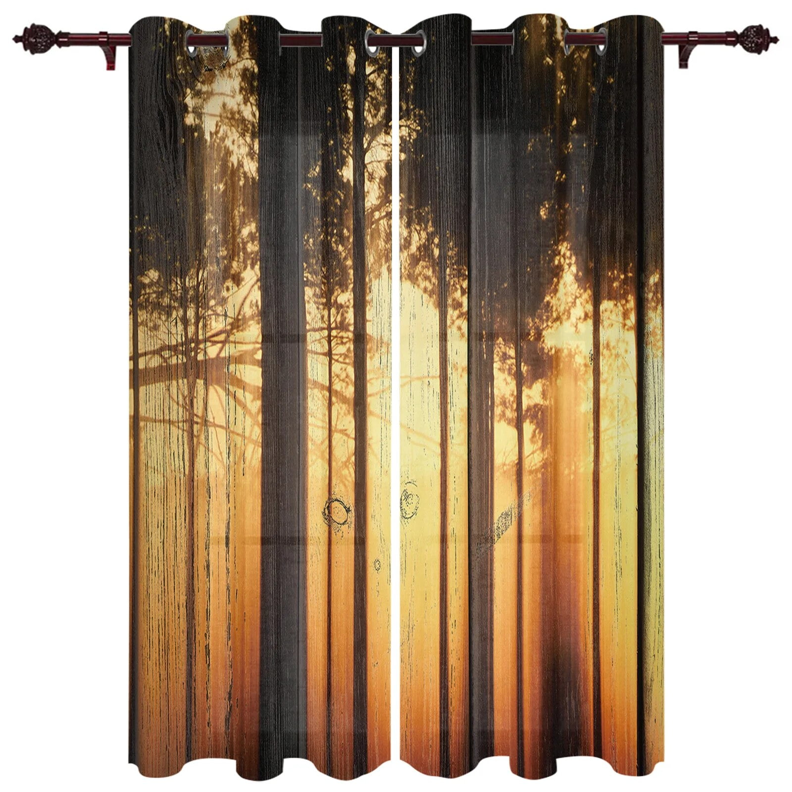 Patio Curtain Wood Texture Forest Indoor Living Room Bedroom Kitchen ...