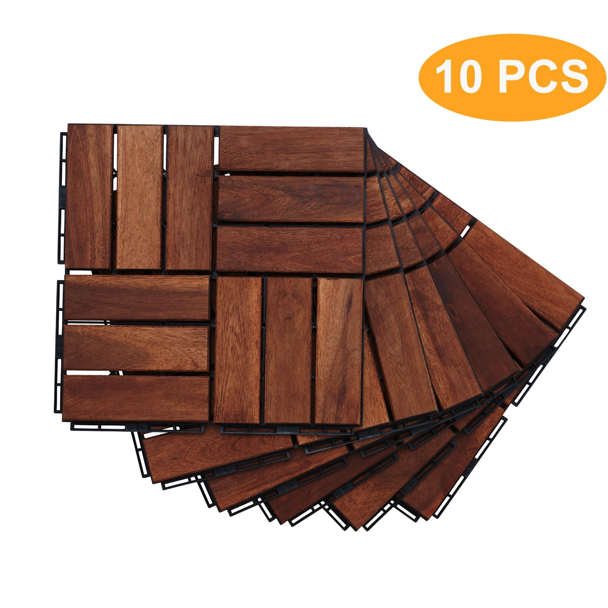 Patio Deck Tiles, Legahome 12 x 12 inches Wood Interlocking Deck Tiles ...