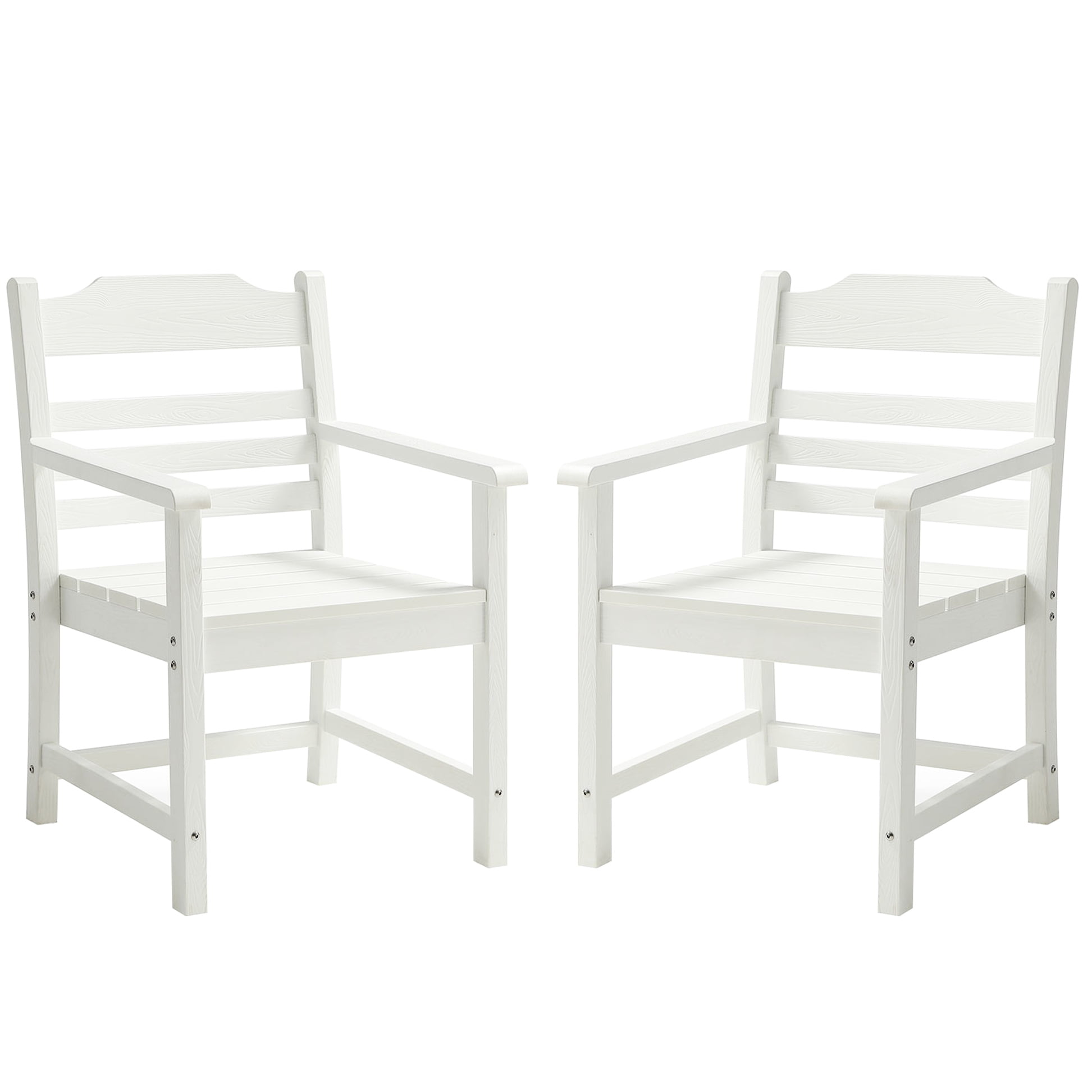 Patio Dining Chair (2pcs) With , Hips, Pure White Faux Wood Grain ...