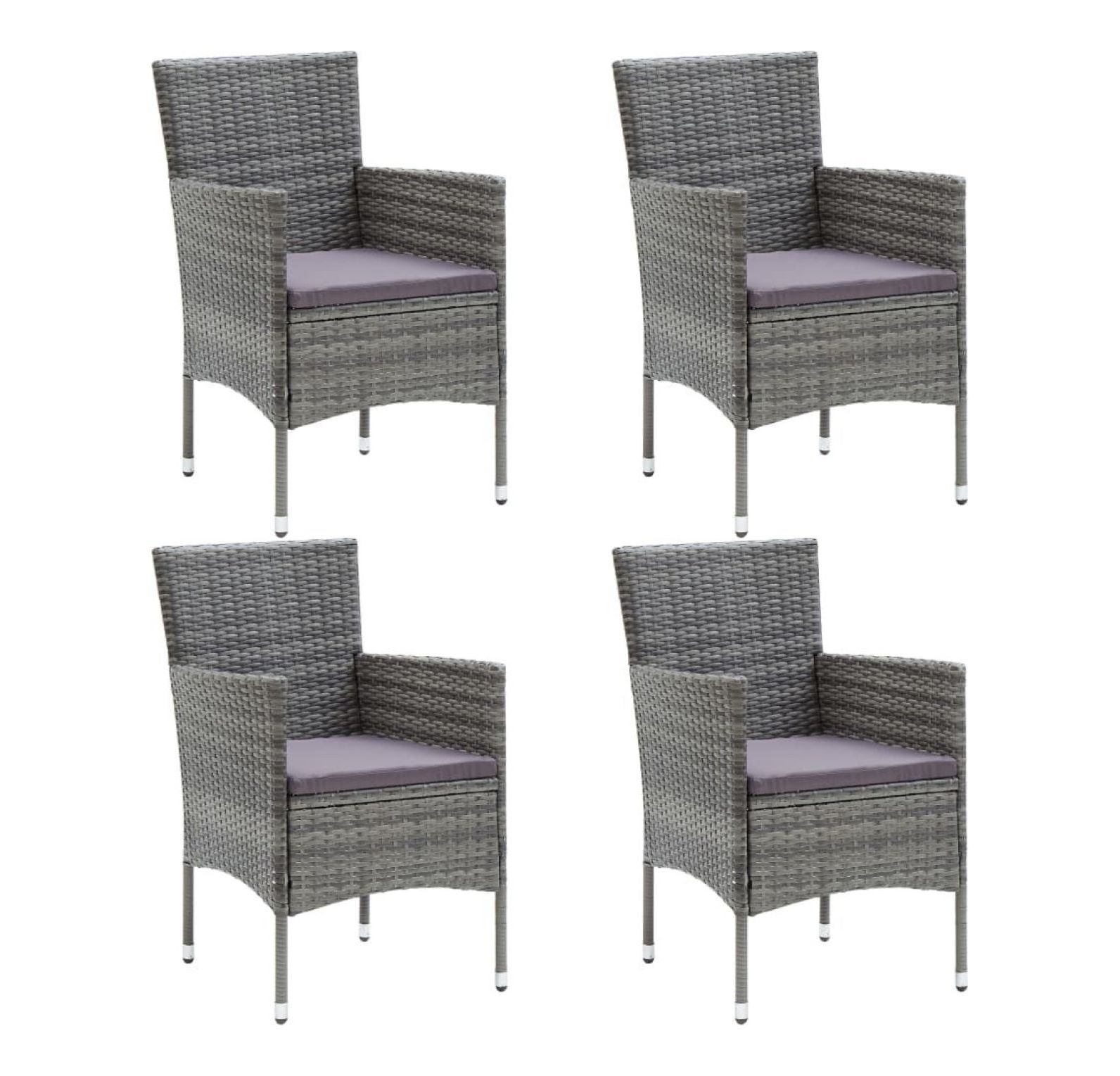 Patio Dining Chairs 4 pcs Rattan Gray Outdoor Furniture Set, Modern ...