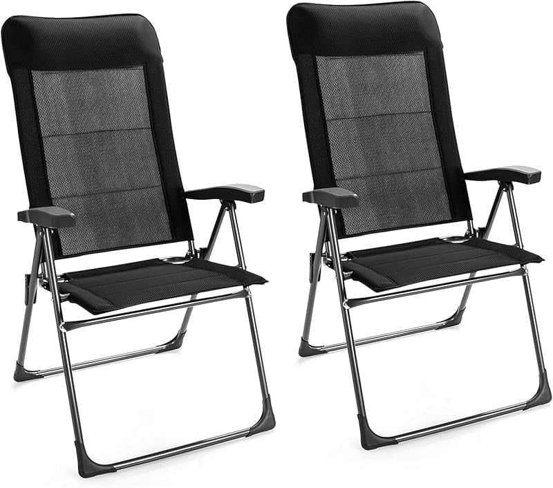 Patio Dining Chairs, Folding Portable Chairs with Adjustable Backrest ...