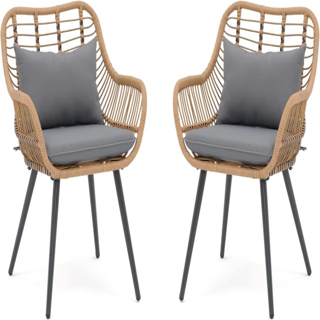 Patio Dining Chairs Outdoor Wicker Seating Set with Soft Cushion for ...