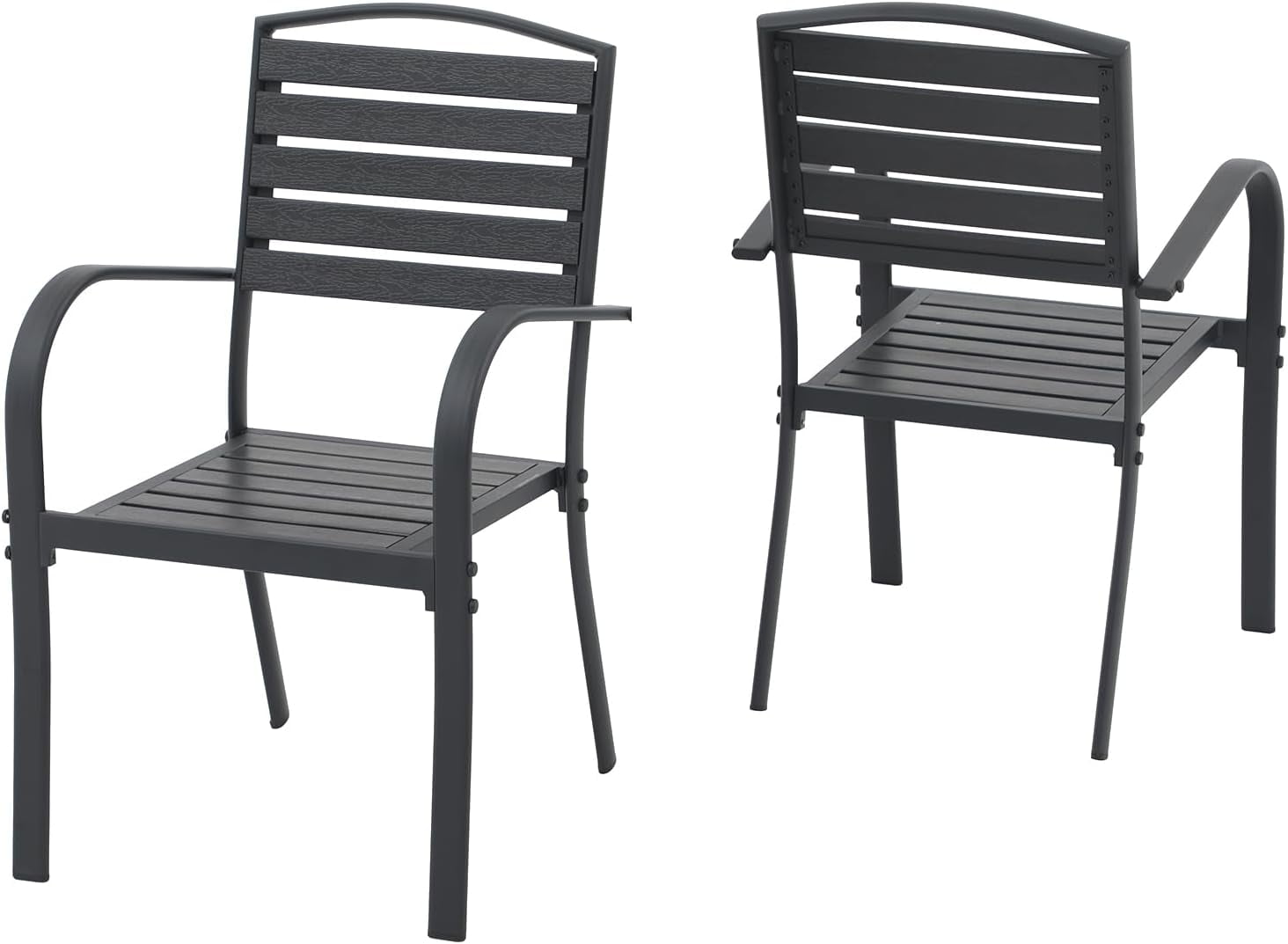 Patio Dining Chairs Set of 2, Aluminum Outdoor Dining Chairs with Faux ...