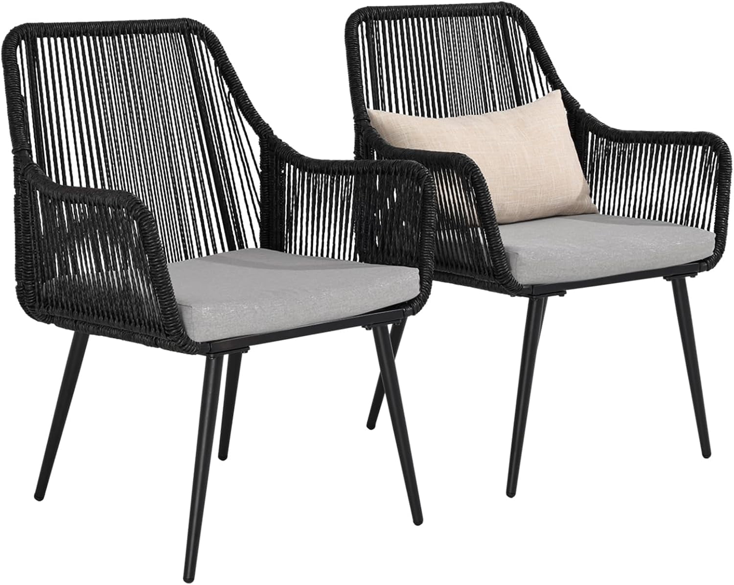 Patio Dining Chairs Set of 2, Outdoor Dining Chairs, All-Weather Woven ...